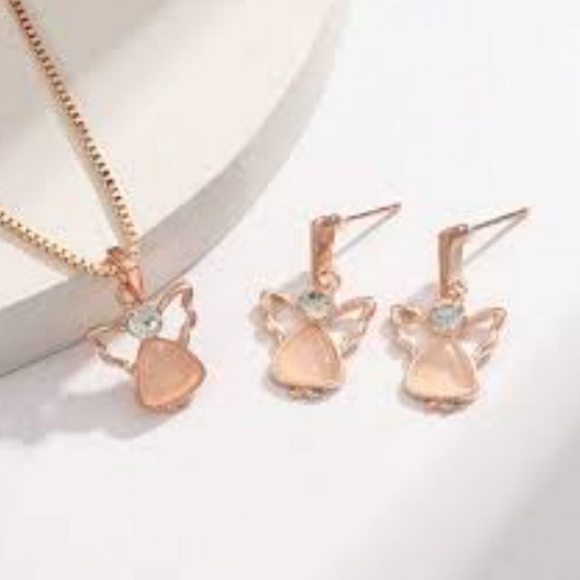 Jewelry | New Rose Gold Angel Necklace And Earrings Set | Poshmark